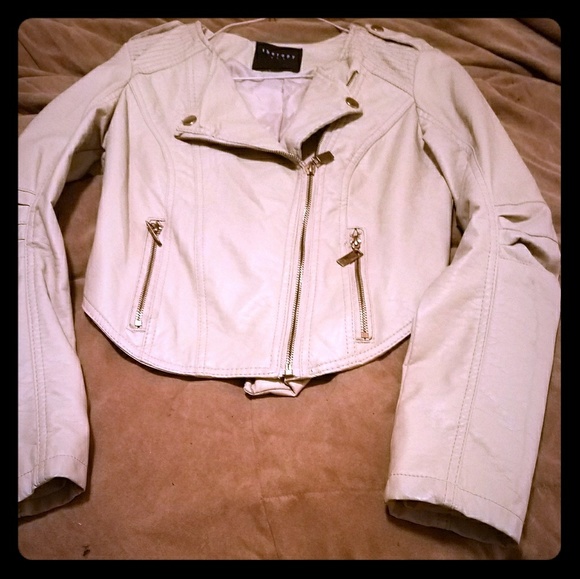 therapy | Jackets & Coats | Cream Coloured Faux Leather Moto Jacket ...